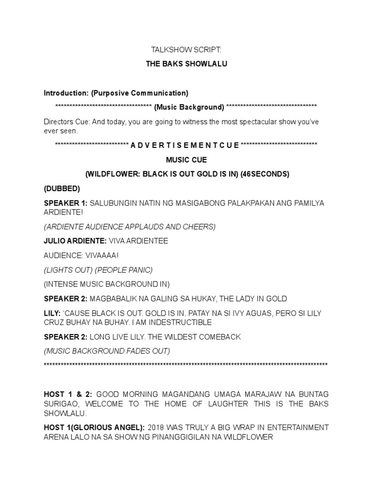 Talk Show Script | PDF