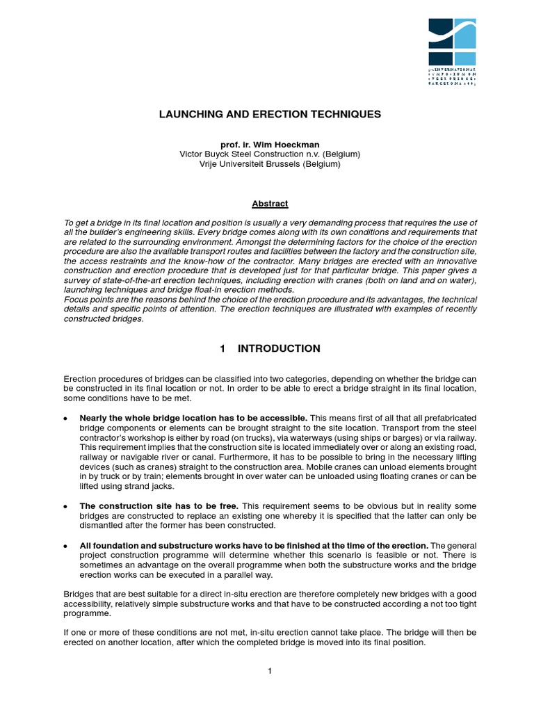 Launching and Erection Techniques | PDF | Crane (Machine) | Bridge