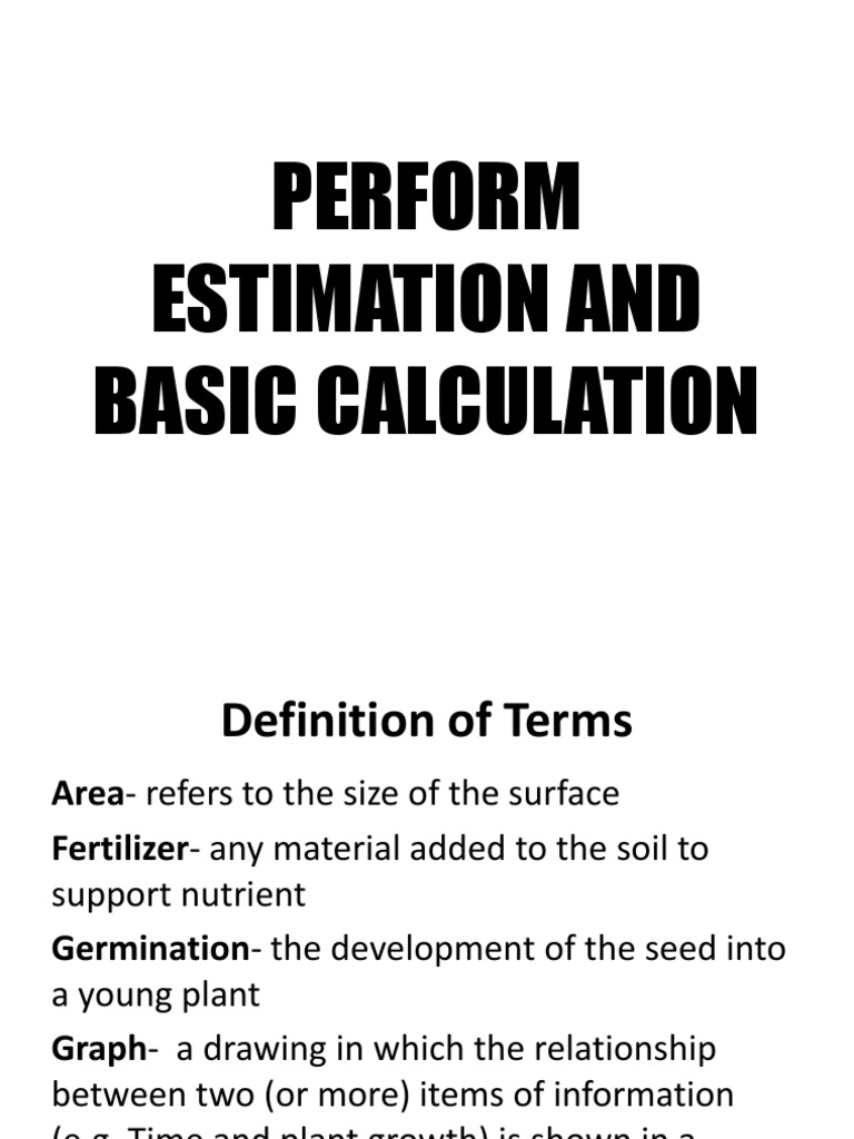 Estimation and Basic Calculation in Agriculture | PDF | Technology ...