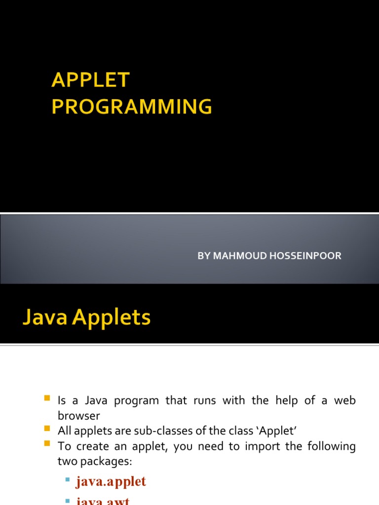 Applet Programming | PDF | Software Development | Java (Programming ...