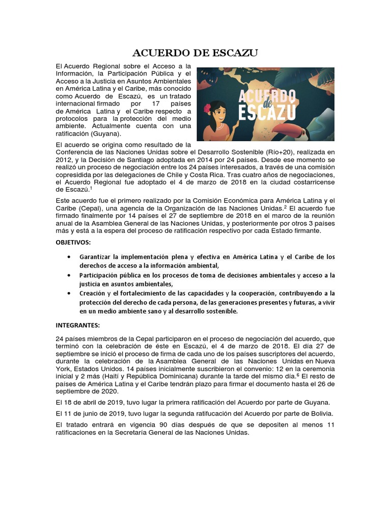 Acuerdo de Escazu | PDF | Naciones Unidas | Relaciones internacionales