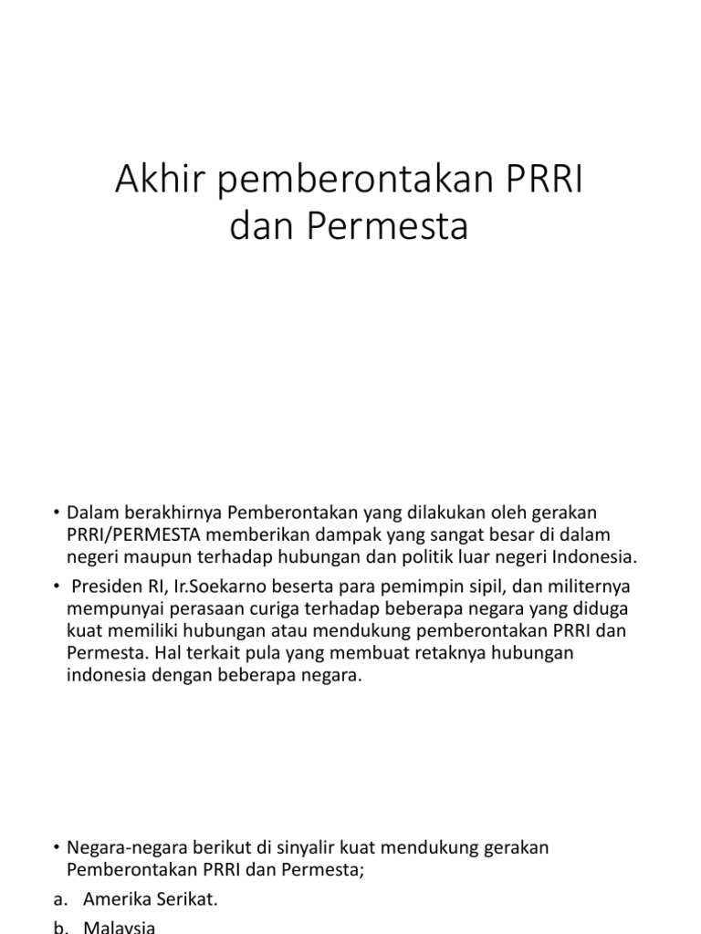 Akhir Pemberontakan PRRI Dan Permesta | PDF