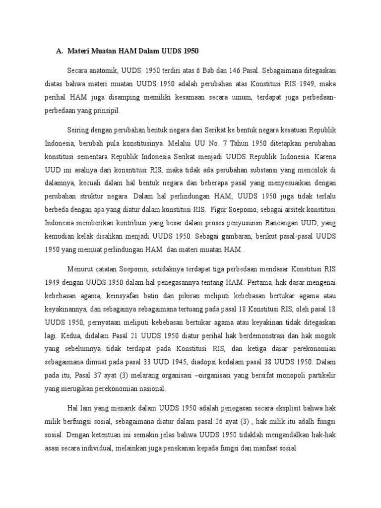 Muatan HAM dalam UUDS 1950 dan UUD 1945 | PDF | Politik | Ilmu Sosial