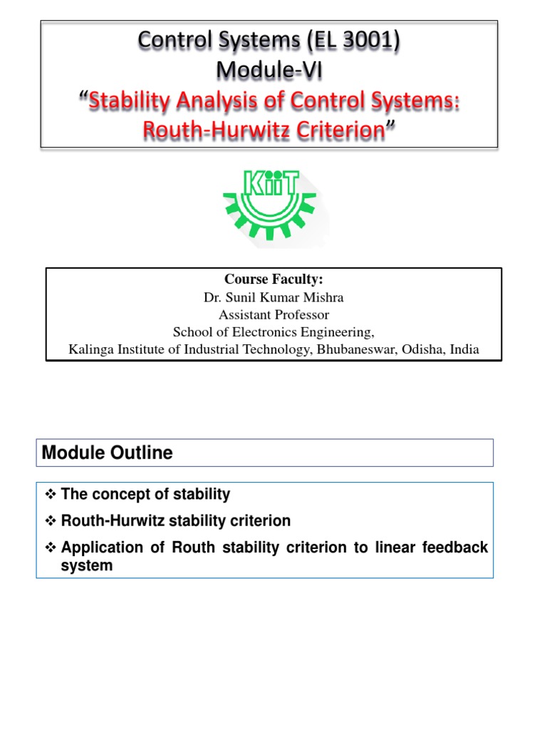 6 Module 6 Routh Hurwitz Criterion | PDF | Stability Theory | Algebra