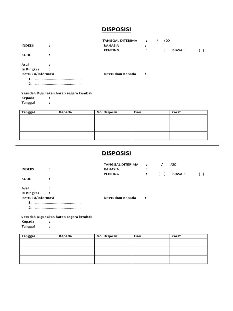 Contoh Surat DISPOSISI | PDF