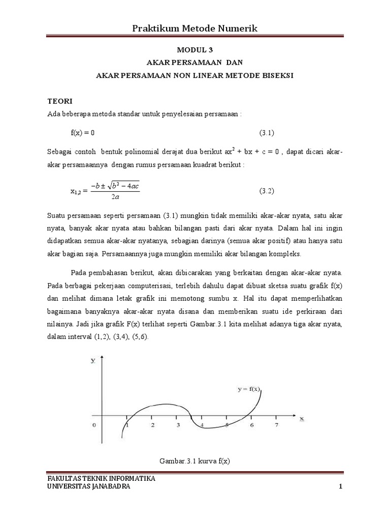 Modul Praktek Metode Numerik | PDF | Metode & Bahan Ajar