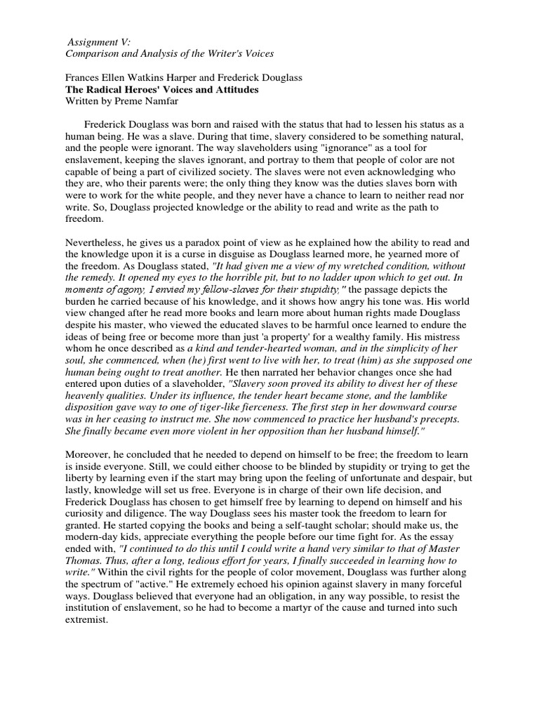 Frederick Douglass and Frances Harper - Voice of Poet Analysis | PDF ...