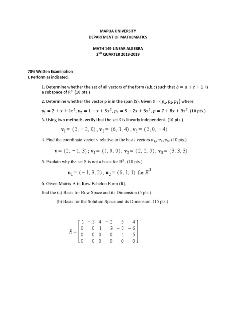 Math 149 LQ2 Set A | PDF