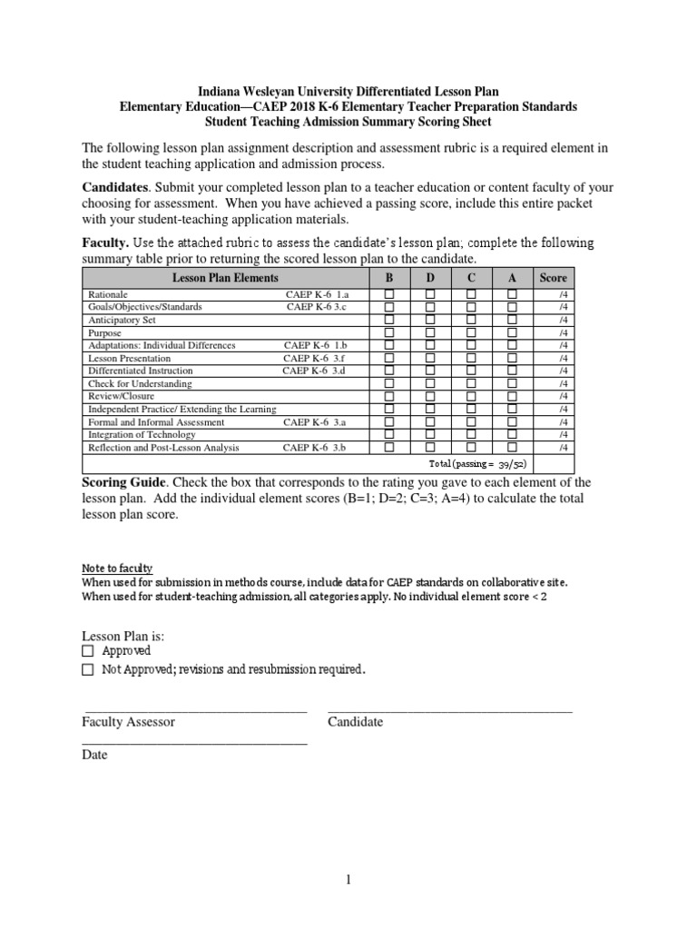 LP Assessment Ele-Ip With Caep k-6 Standards 4 | Download Free PDF | Lesson Plan | Educational ...