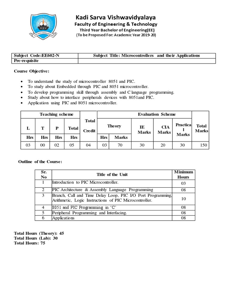 EE602-N Microcontroller & Their Applications | PDF | Microcontroller ...
