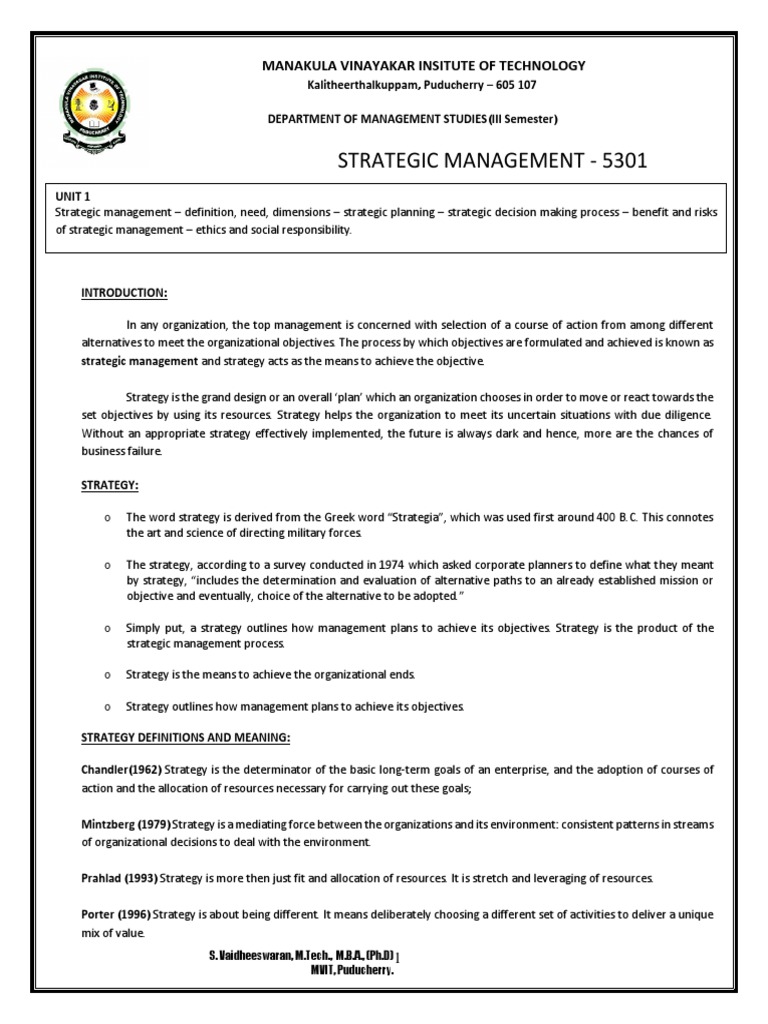 Understanding Strategic Management Concepts | PDF | Strategic ...
