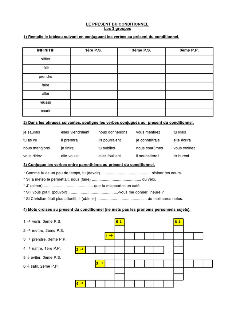 Exercices sur le conditionnel présent | PDF | Verbe | Typologie ...