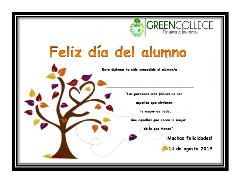 Diploma Listo Dia Del Alumno | PDF | Estilo de vida