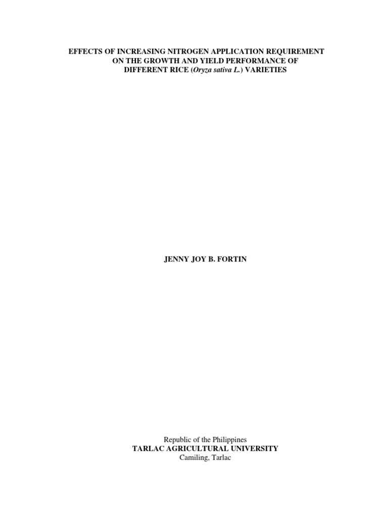 Thesis Outline Masteral | PDF | Rice | Fertilizer