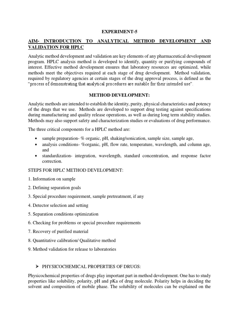 Analytical Method Development and Validation | PDF | High Performance ...