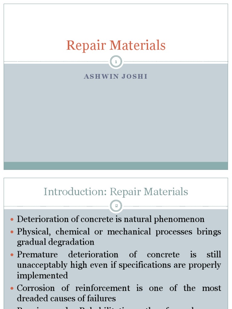 01 - Rehabilitation - Repair Materials - 01 | PDF | Mortar (Masonry ...