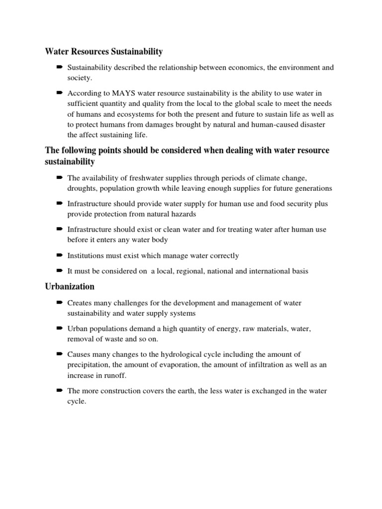 Water Resources Sustainability | PDF