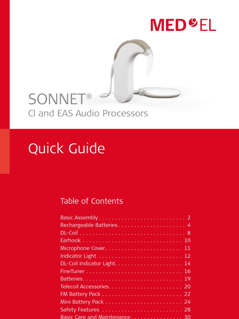 Sonnet: Quick Guide | PDF | Hearing Aid | Electrical Connector