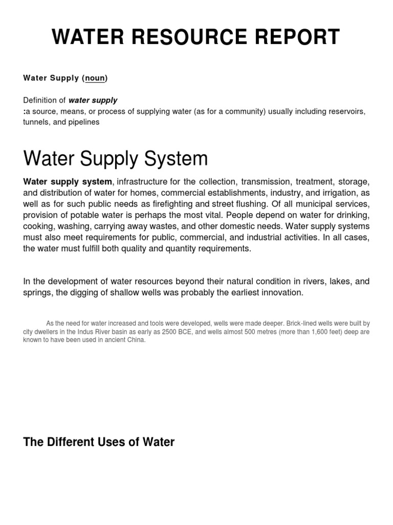 Water Resource Report | Download Free PDF | Water Supply | Water Supply ...