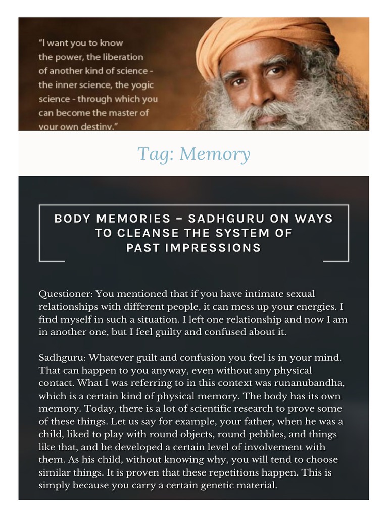 Memory Isha Yoga Blog | PDF | Karma | Yoga