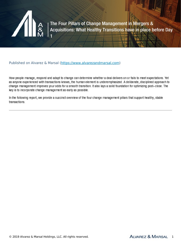 The Four Pillars of Change Management in Mergers & Acquisitions: What ...