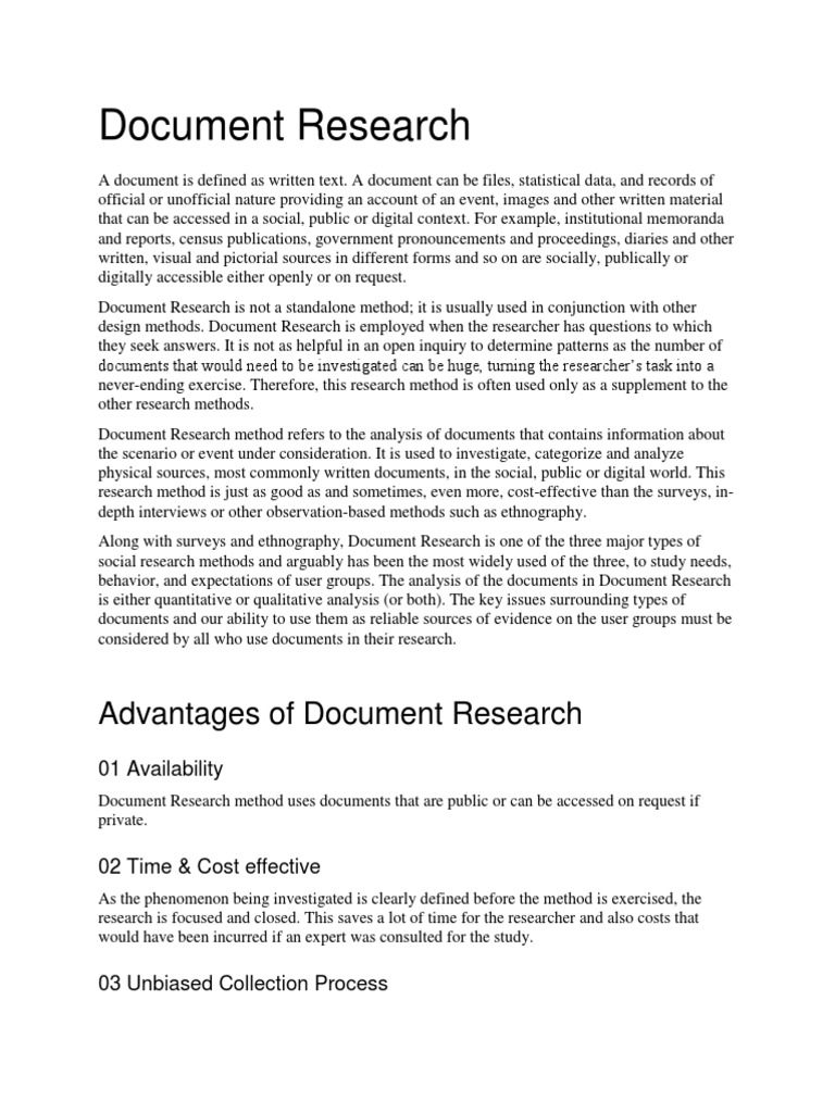 Advantages of Document Research | PDF | Qualitative Research ...