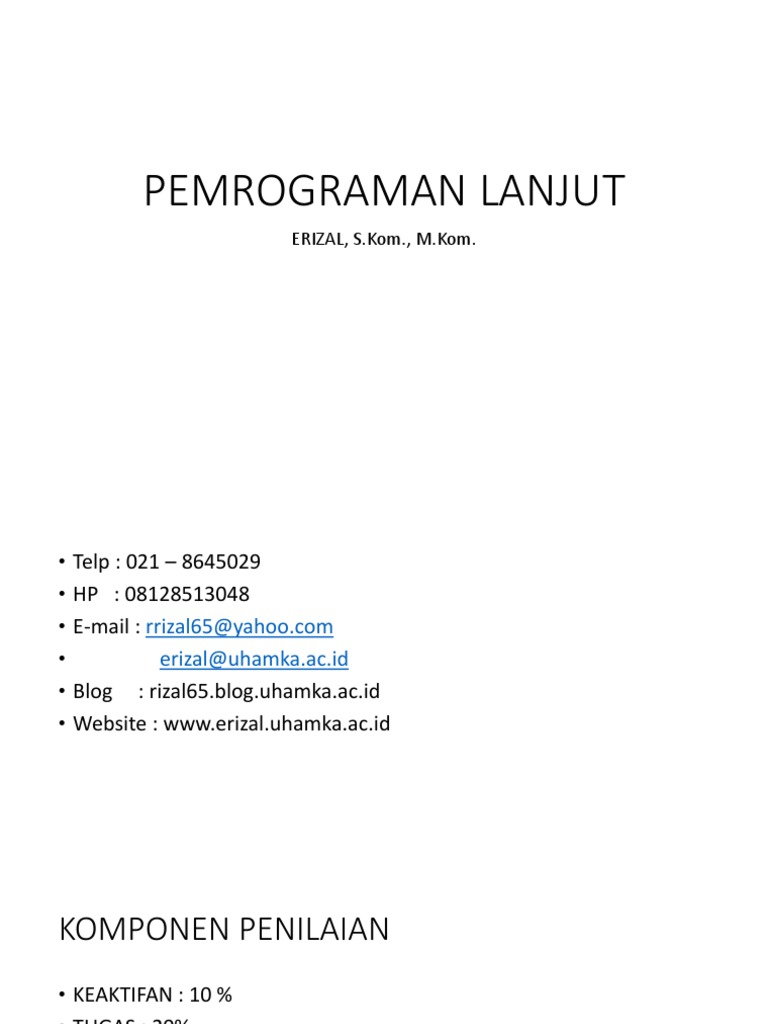 Pemrograman Lanjut | PDF