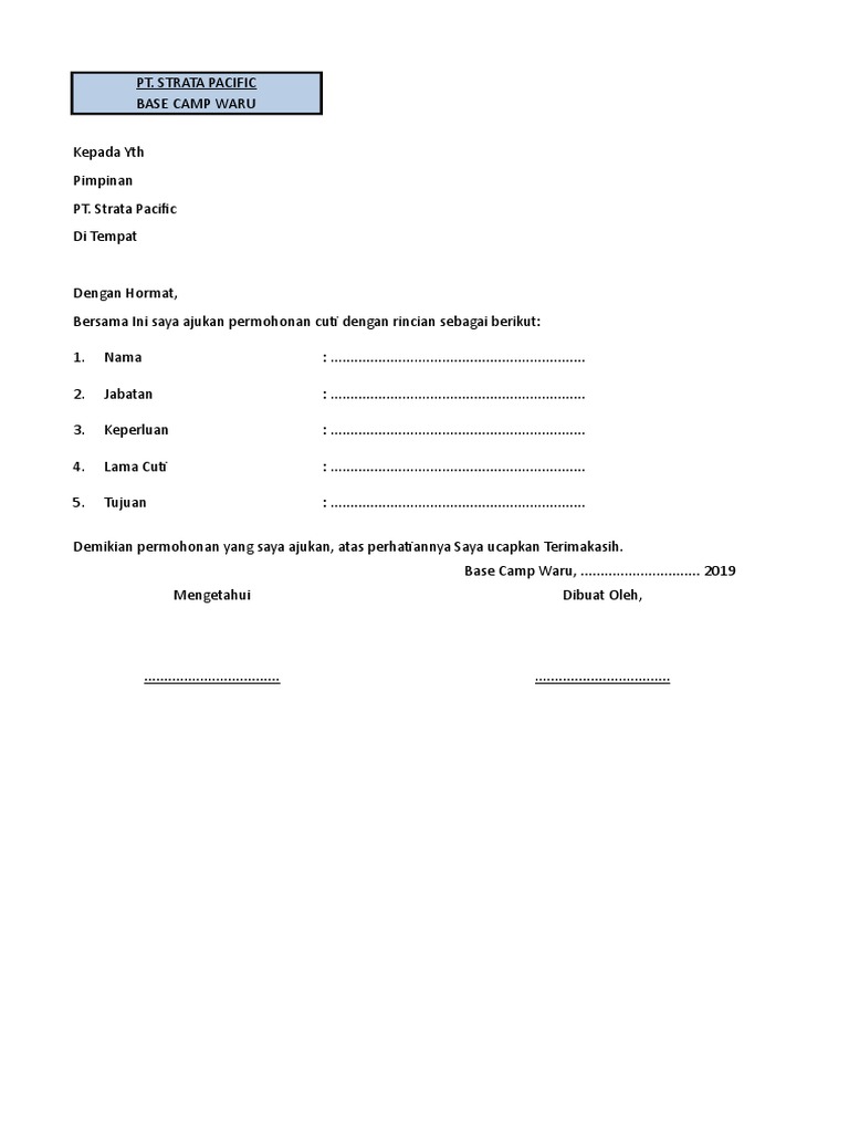 Pengajuan Cuti Form | PDF