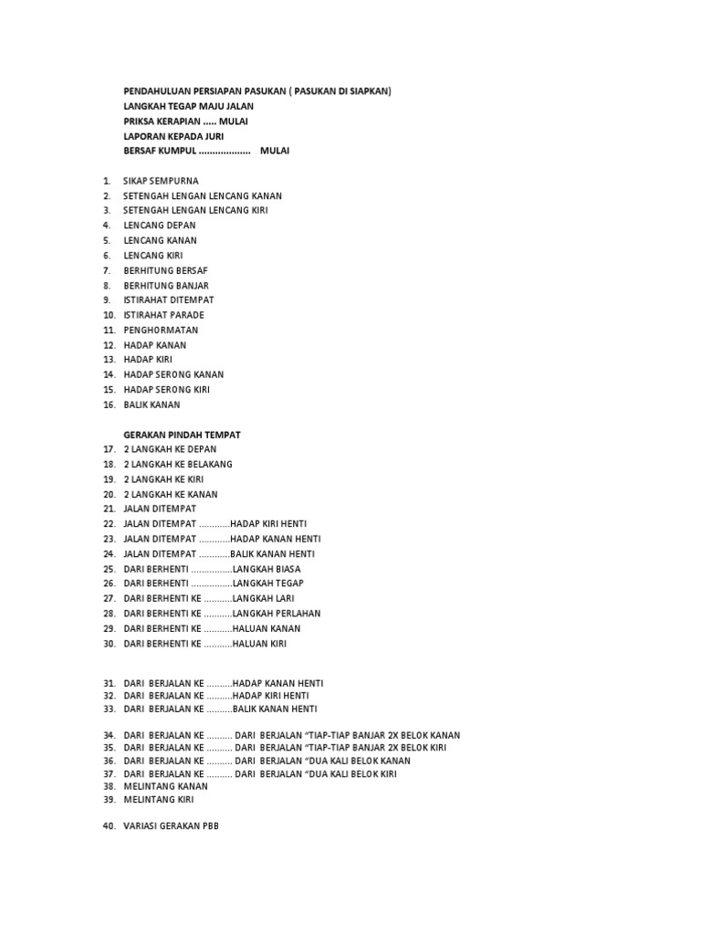 Aba-Aba Lomba PBB | PDF