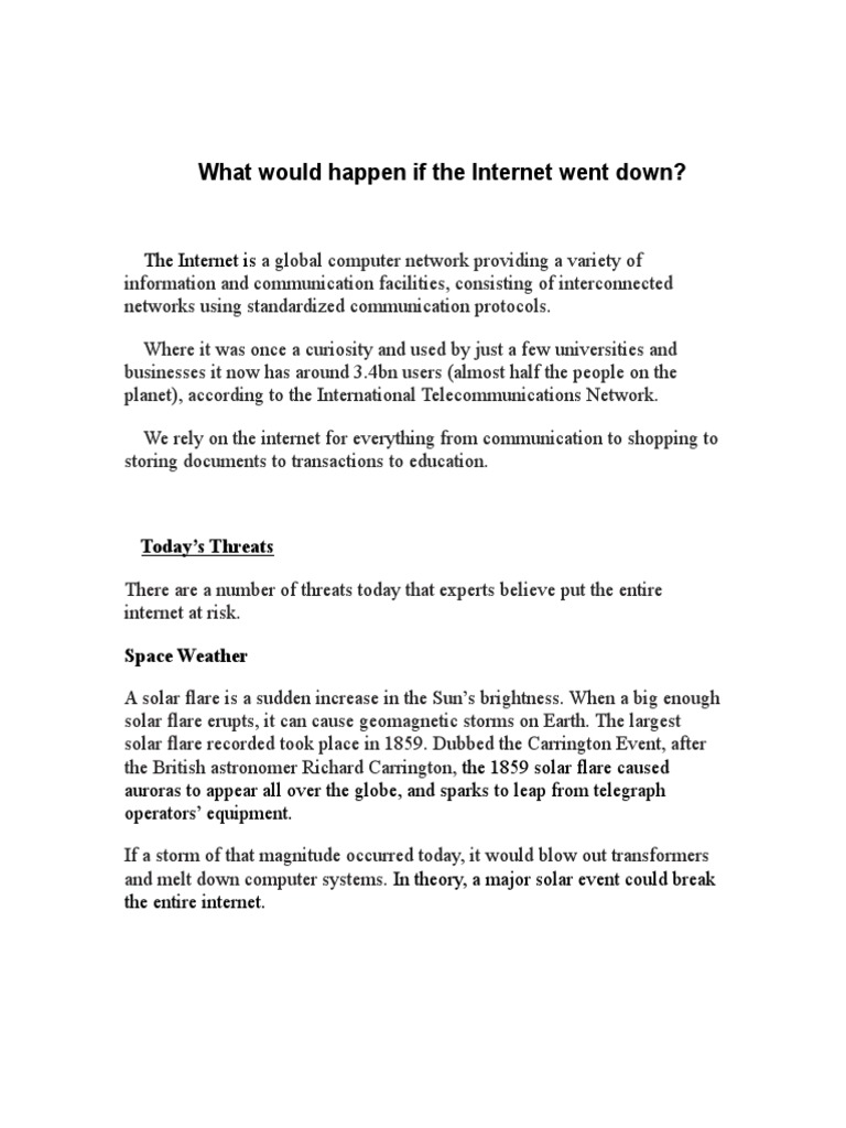 What Would Happen If The Internet Went Down | PDF | Solar Flare | Internet