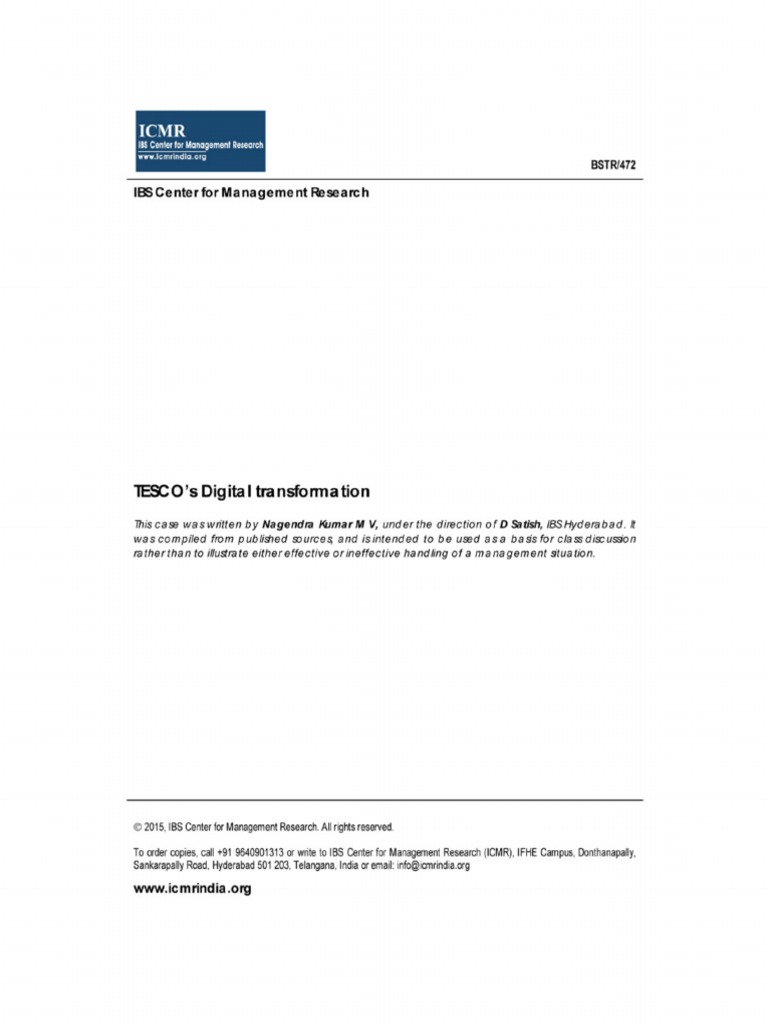 BSTR472 - TESCO's Digital Transformation. - Case Studies PDF | PDF
