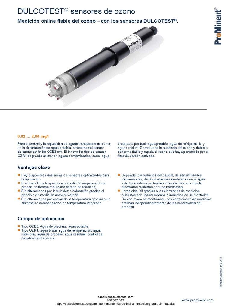 Sensores DULCOTEST® para Medición de Ozono | PDF | Sensor | Agua potable