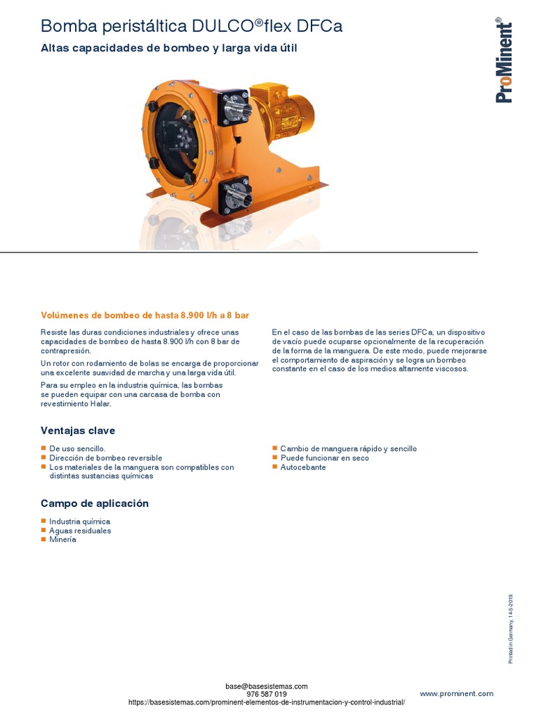 Bomba Peristaltica Prominent Dulcoflex Dfca | PDF | Turbomaquinaria | Bomba
