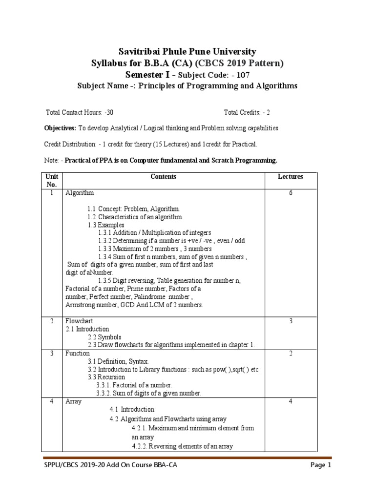 BBA-CA Semester I Syllabus Overview | PDF | Matrix (Mathematics) | Numbers