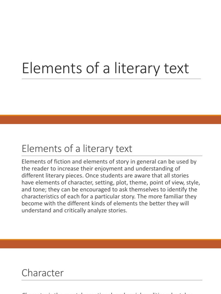 Understanding Literary Text Elements | PDF | Narration | Thriller (Genre)