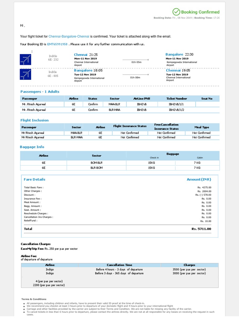 Flight Ticket 12-11-2019 | PDF | Aviation | Service Industries