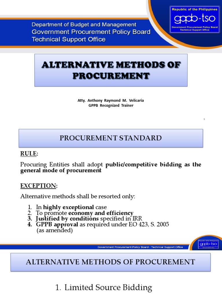 Alternative Method of Procurement | PDF | Request For Proposal ...