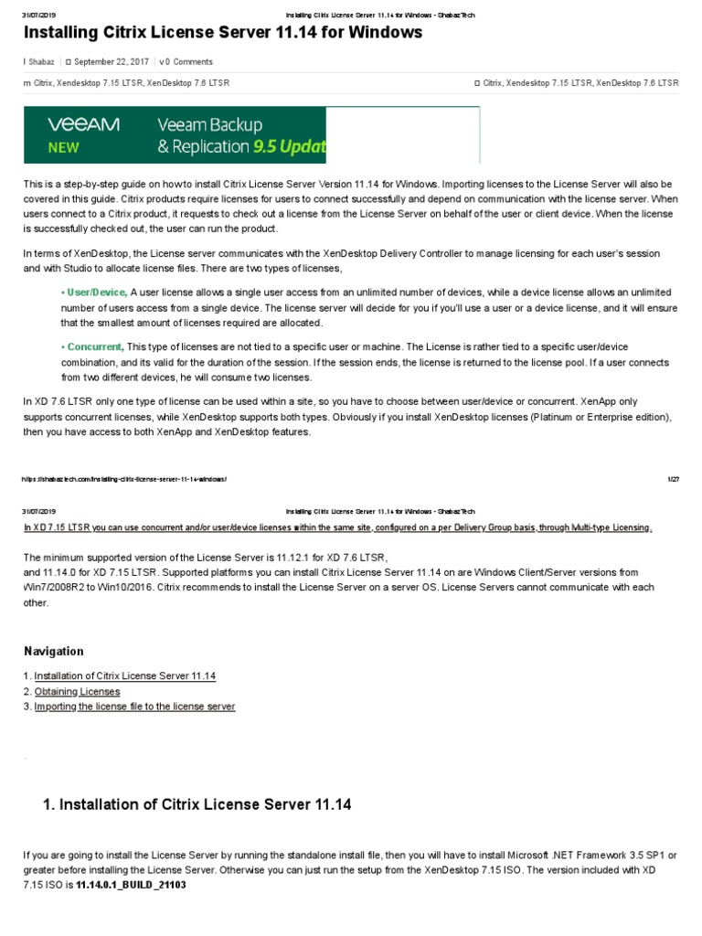 Installing Citrix License Server 11.14 For Windows | PDF | Server ...