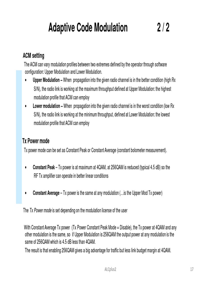 Adaptive Code Modulation 2 2 Acm Setting Pdf