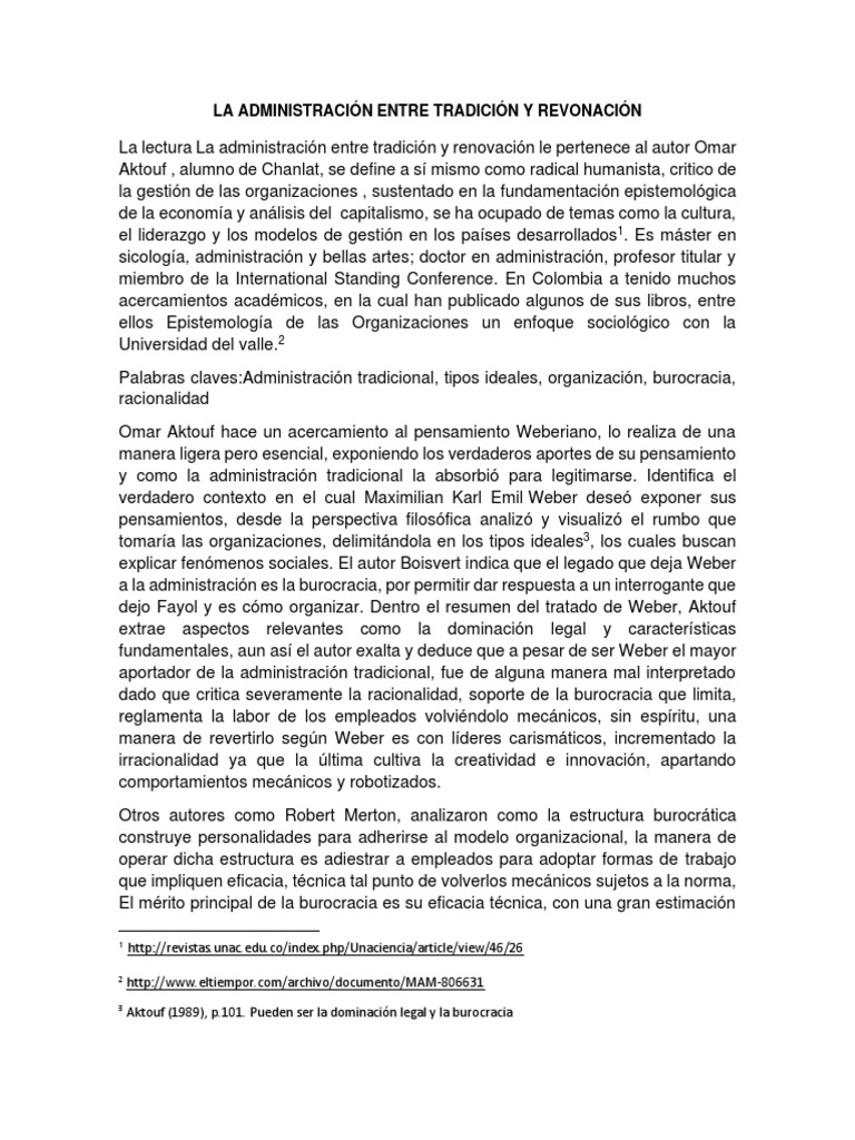 Administracion Tradicional Vr. Renovacion | PDF | Burocracia | Science