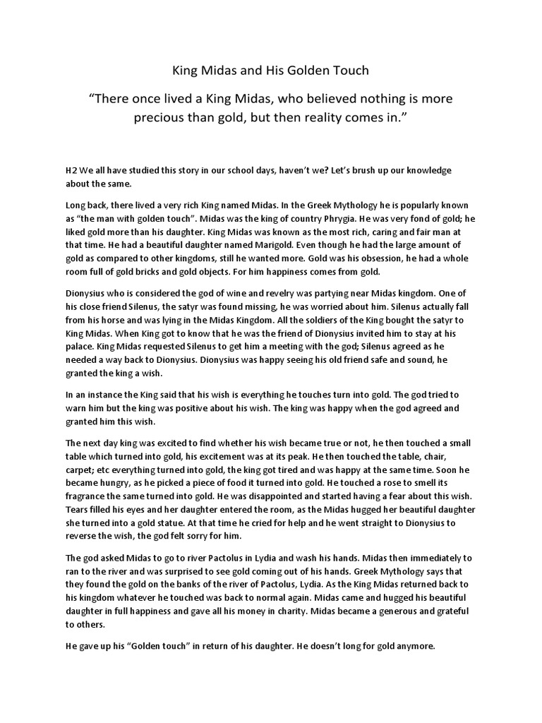 King Midas and His Golden Touch | PDF | Dionysus