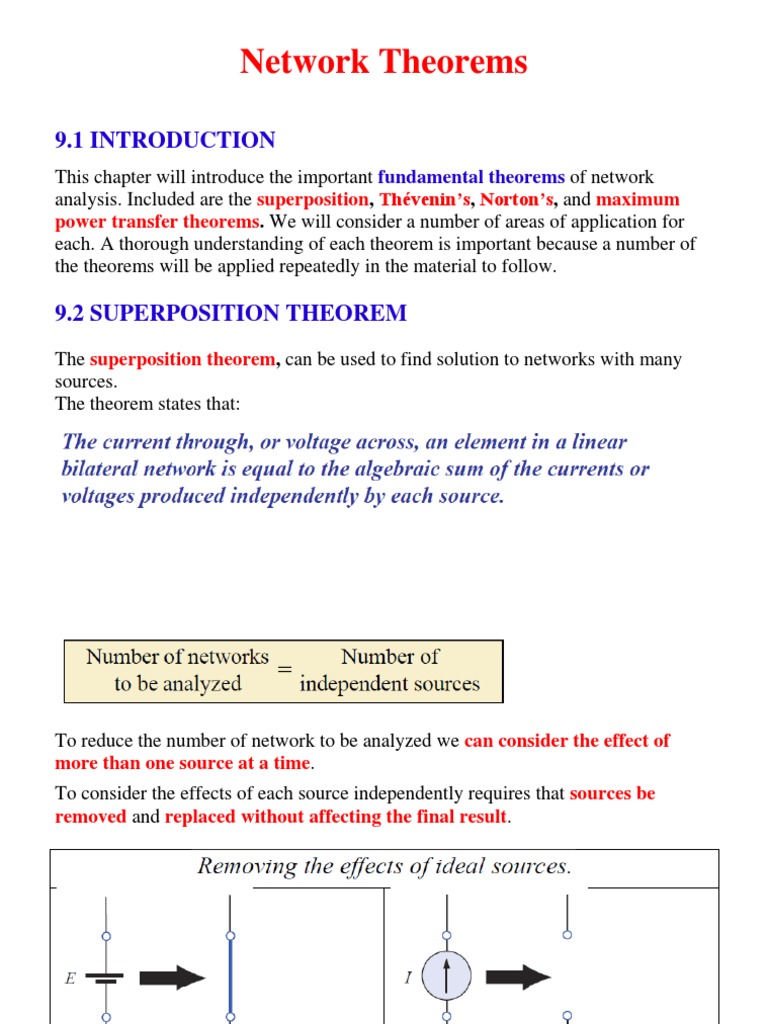 Ch 9 Network Theorems Pdf Electrical Network Electronic Circuits