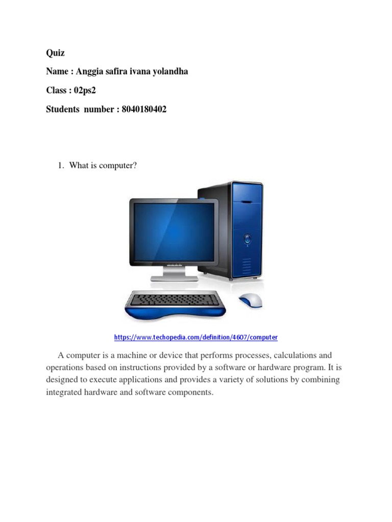 Quiz on computer components and concepts | PDF | Computer Hardware ...