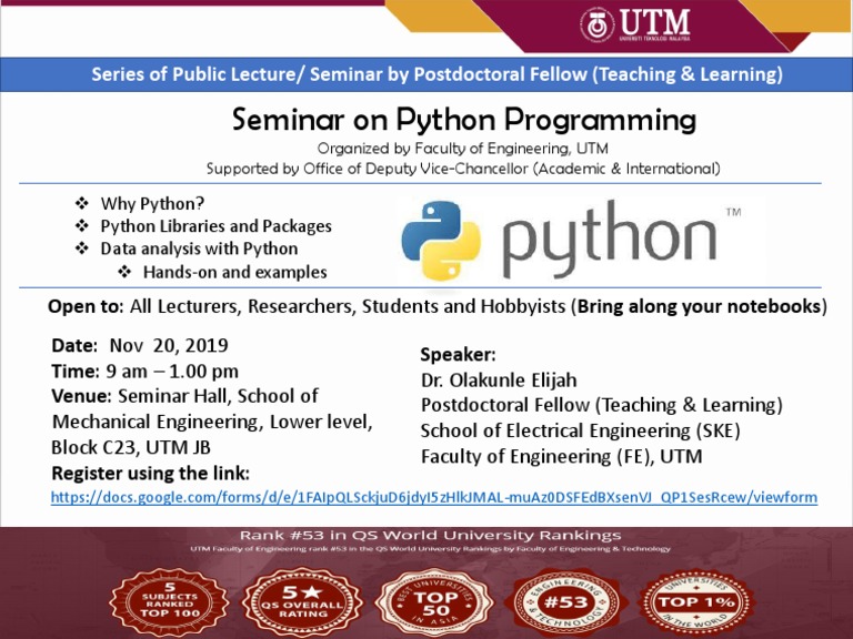 Seminar On Python Programming: Series of Public Lecture/ Seminar by ...