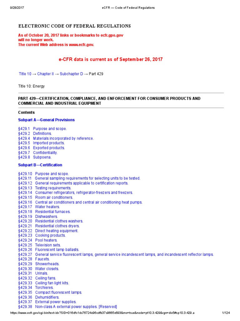 ECFR - Code of Federal Regulations | PDF | Air Conditioning | Refrigerator
