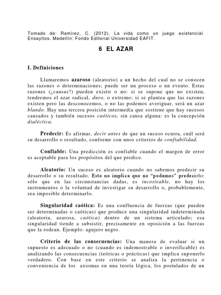 Definiciones y Teorías del Azar | PDF | Determinismo | Aleatoriedad