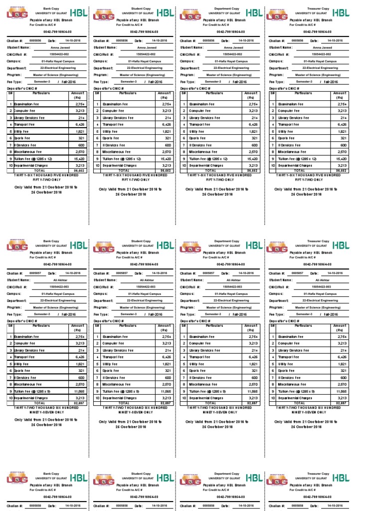 UOG Fees Challan | PDF | Fee | Tuition Payments