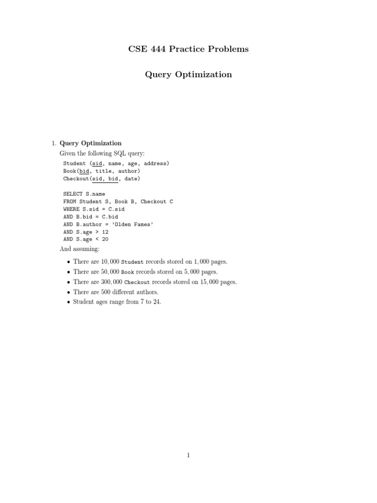 Query Optimization In SQL PDF Relational Database Database Index