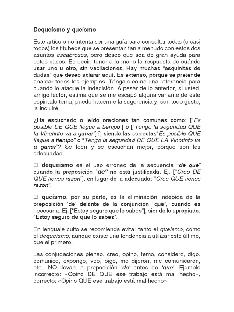 Dequeísmo y Queísmo | Adverbio | Onomástica