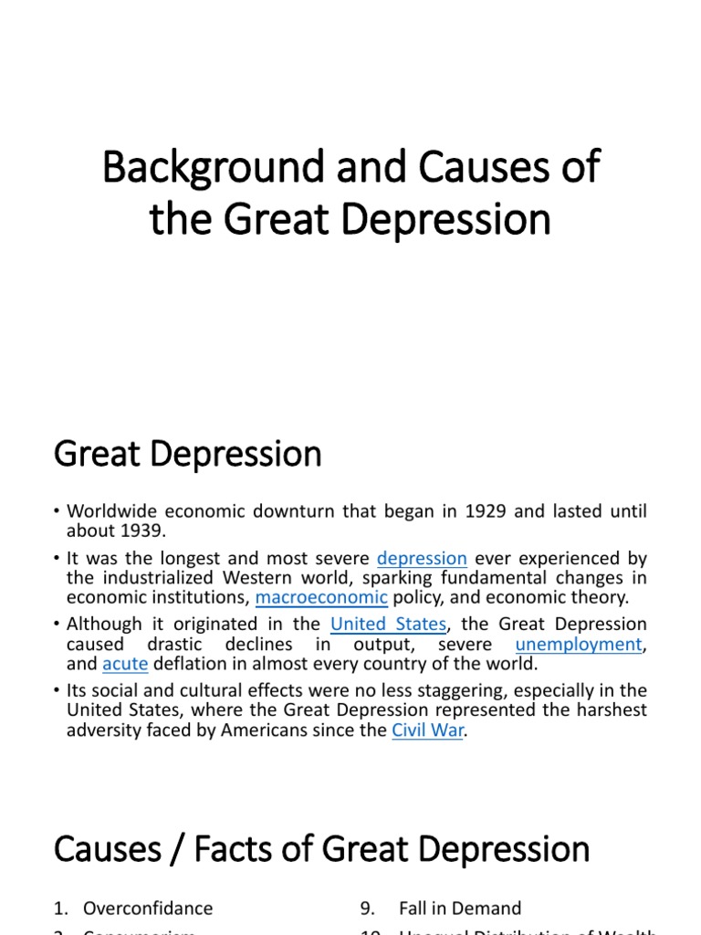 Causes of The Great Depression | PDF | Wall Street Crash Of 1929 ...